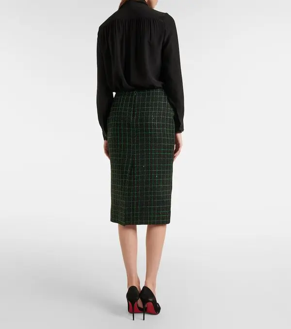 Elie Saab Sequined Tweed Midi Skirt
