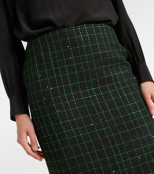 Elie Saab Sequined Tweed Midi Skirt