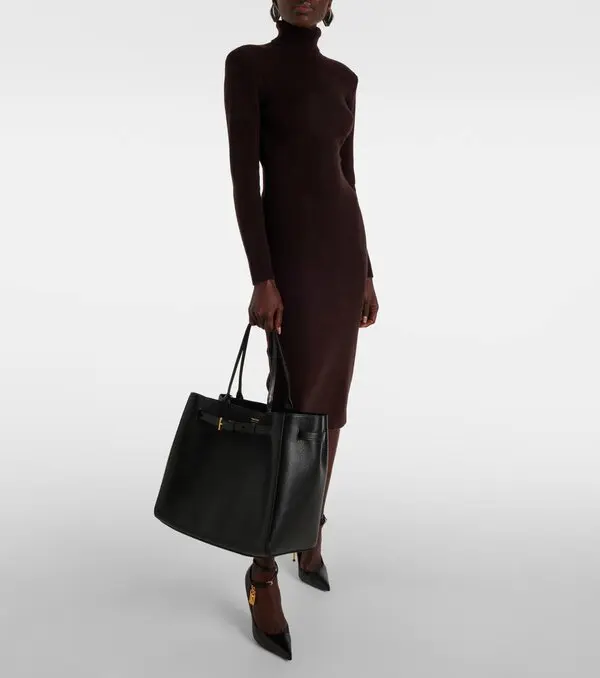 TOM FORD Tara Large Grained Leather Tote Bag