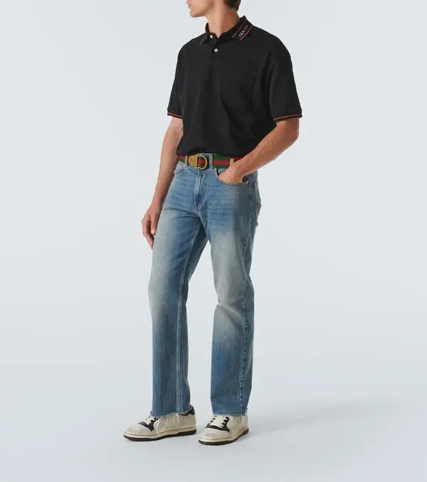 Gucci Cotton-blend Pique Polo Shirt - Black