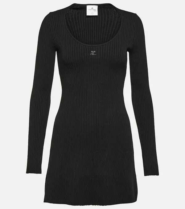 COURREGES Ribbed-knit Jersey Minidress