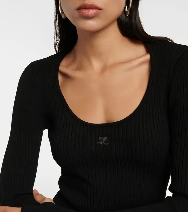 COURREGES Ribbed-knit Jersey Minidress