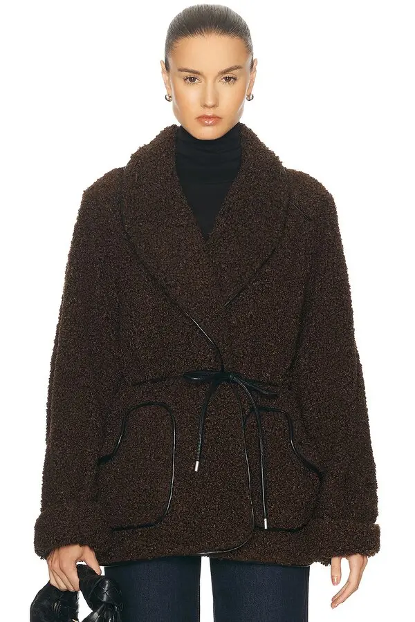 Simkhai Kimia Tie-waist Sherpa Jacket - Raven