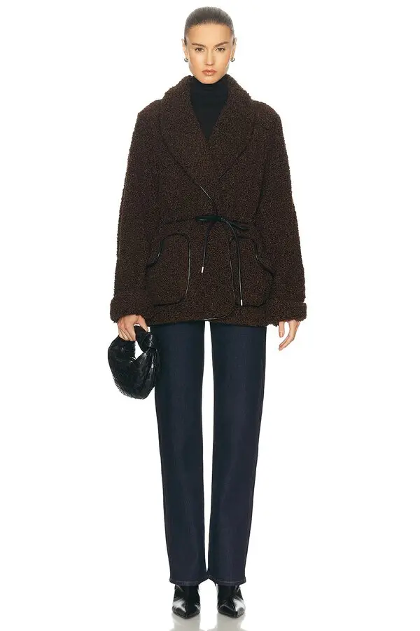 Simkhai Kimia Tie-waist Sherpa Jacket - Raven