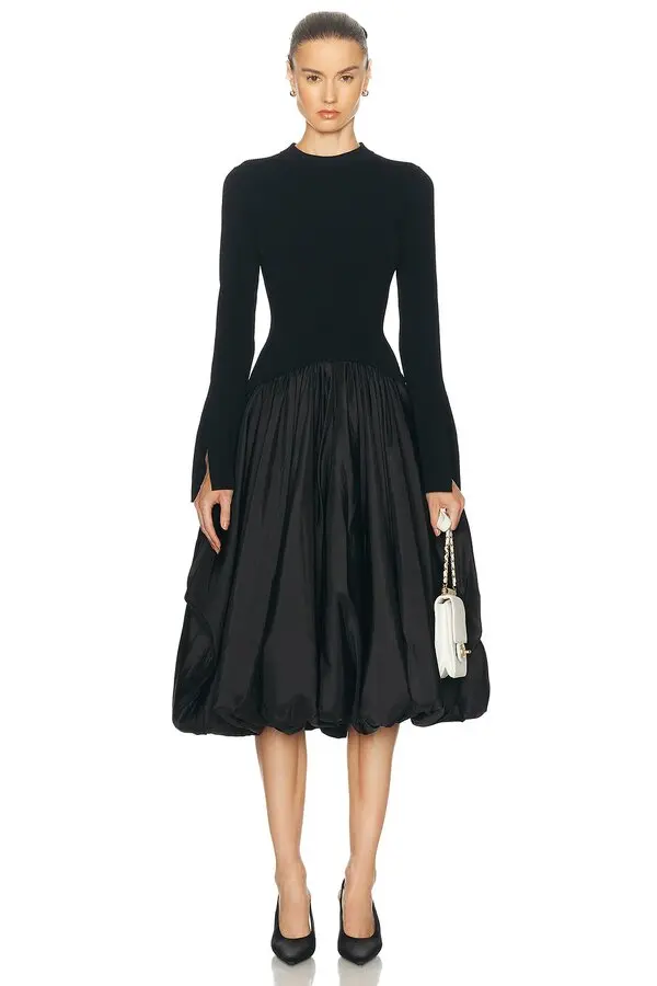 Simkhai Kenlie Mock Neck Midi Dress - Black