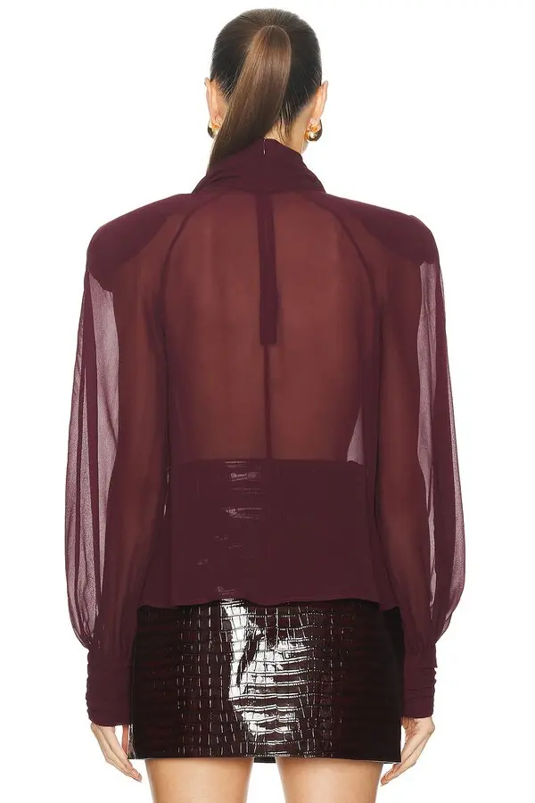 ROWEN ROSE Oversized Silk Blouse With Bow-neck Detail