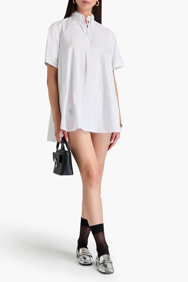 Thom Browne Cotton-Poplin Mini Shirt Dress In White - 55