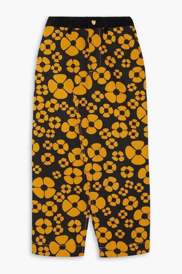 CARHARTT WIP X MARNI Floral-print Midi Skirt - Black