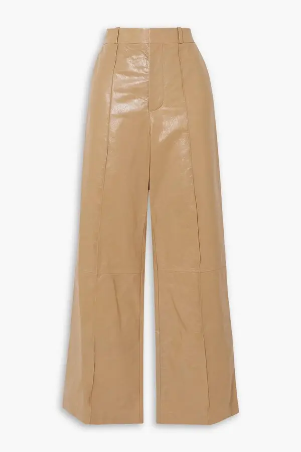 Marni Pintucked Wide-leg Leather Pants