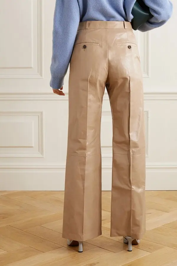 Marni Pintucked Wide-leg Leather Pants