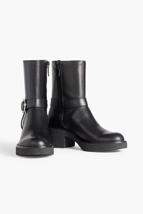 STUART WEITZMAN Mountain Buckle Leather Ankle Boots