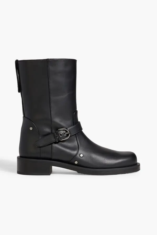 STUART WEITZMAN Maverick Buckled Leather Ankle Boots - Black