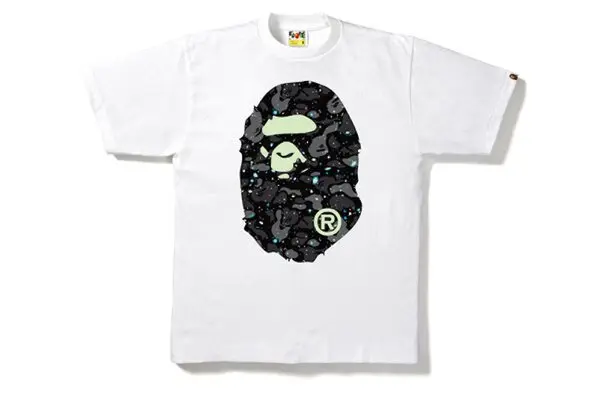 A BATHING APE Space Camo Big Ape Head Tee Shirt - White