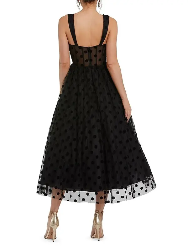 Mac Duggal Polka Dot Tulle Bustier Cocktail Dress - Black