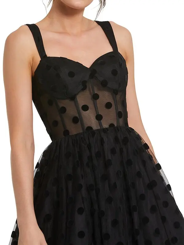 Mac Duggal Polka Dot Tulle Bustier Cocktail Dress - Black