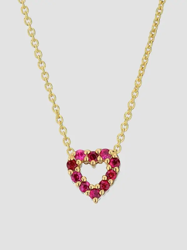 Roberto Coin Double-sided Heart 18k Pink Sapphire & 0.10 Tcw Diamond Pendant Necklace - Ruby