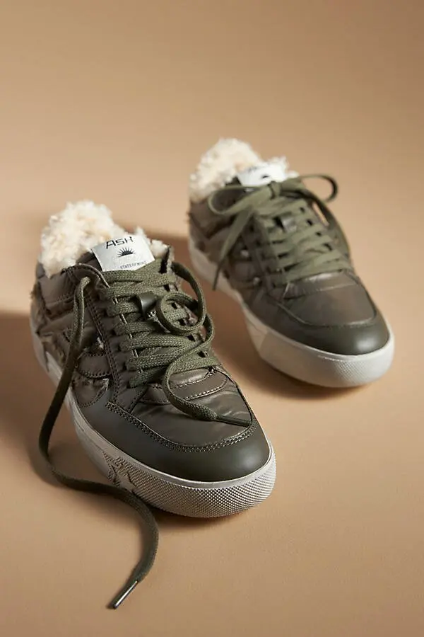 Ash Malibu Faux-Fur Sneakers In Green 29% Off Editorialist