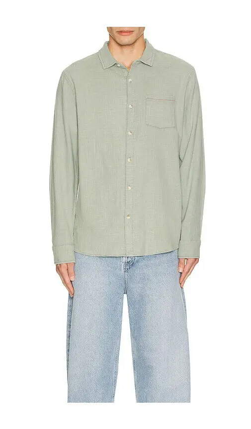 Marine Layer Classic Stretch Selvage Shirt In Green