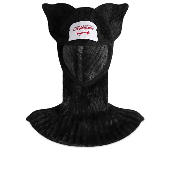 CHARLES JEFFREY Fluffy Ears Balaclava - Black