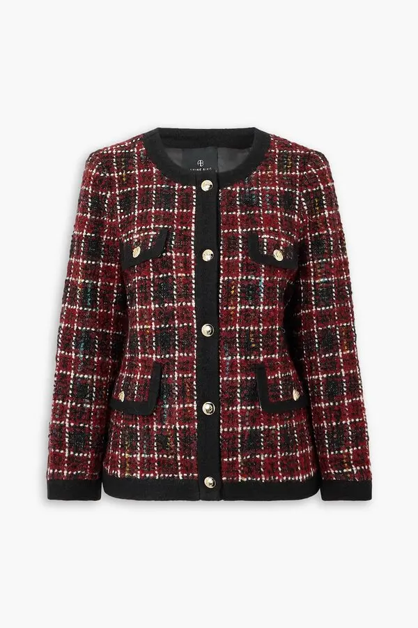 ANINE BING Lydia Checked Woolblend Bouclétweed Jacket