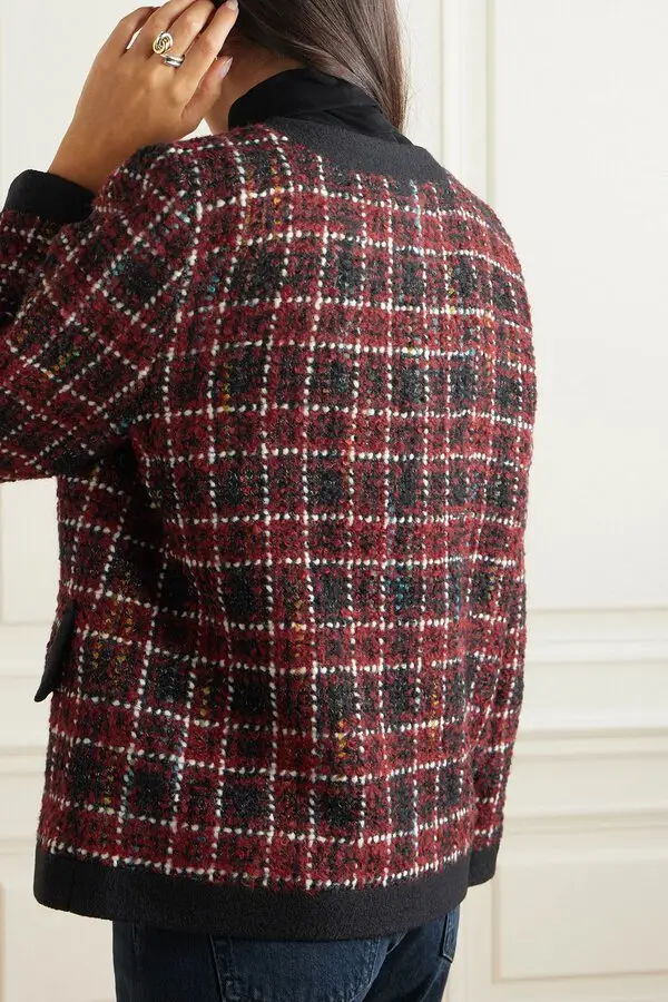 ANINE BING Lydia Checked Woolblend Bouclétweed Jacket