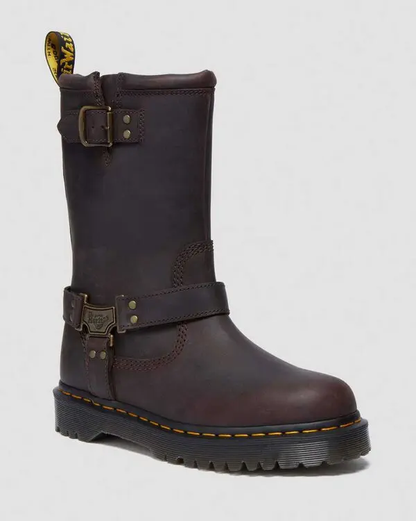 Dr. Martens Anistone Hi Leather Biker Boots - Brown
