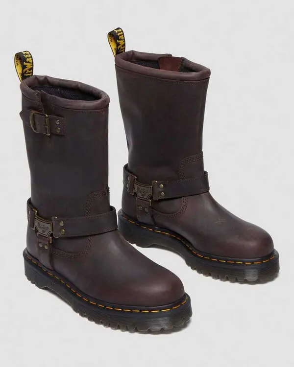Dr. Martens Anistone Hi Leather Biker Boots - Brown