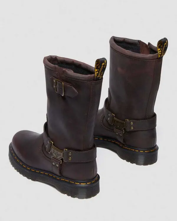Dr. Martens Anistone Hi Leather Biker Boots - Brown