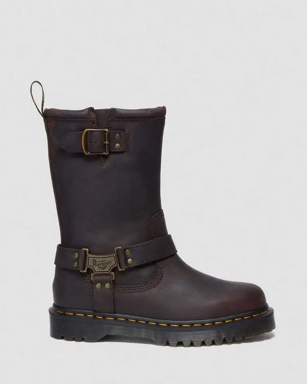 Dr. Martens Anistone Hi Leather Biker Boots - Brown