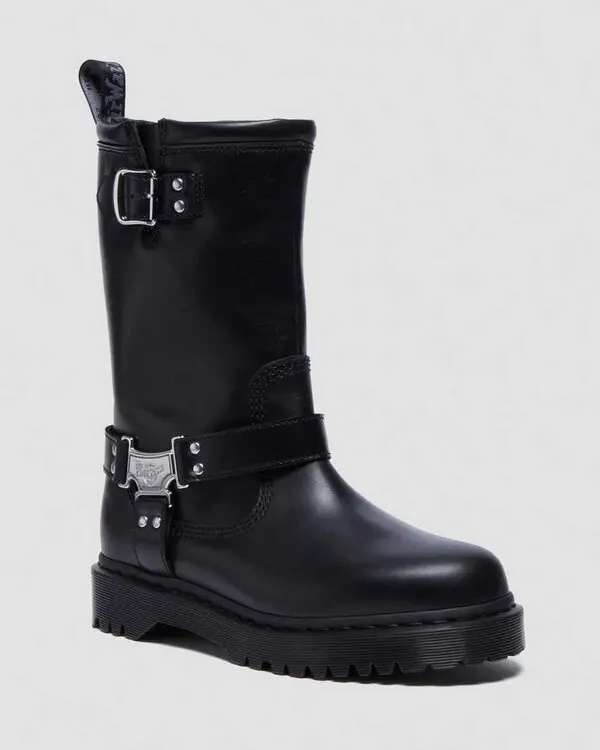 Dr. Martens Anistone Hi Leather Biker Boots - Black