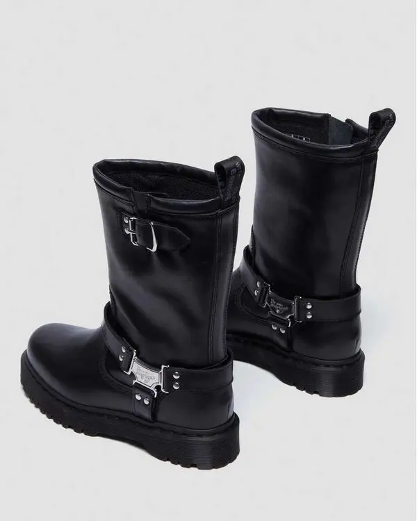 Dr. Martens Anistone Hi Leather Biker Boots - Black