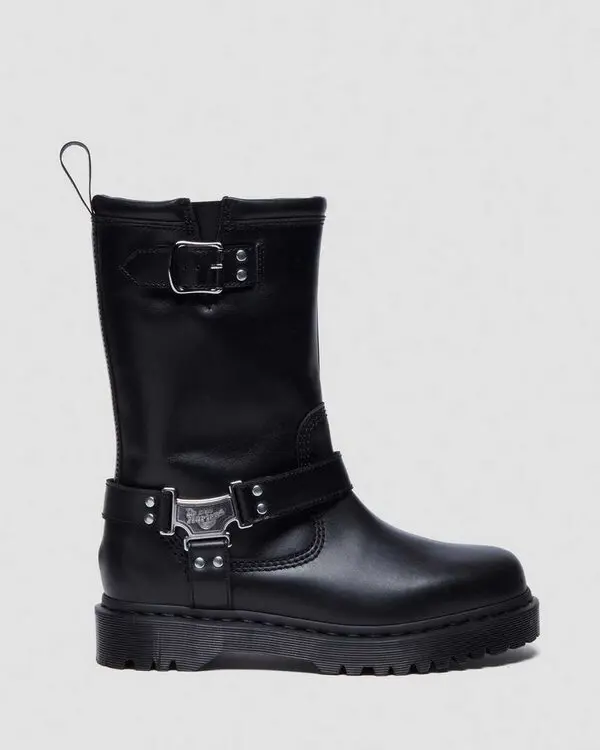 Dr. Martens Anistone Hi Leather Biker Boots - Black