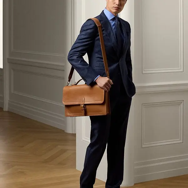 Ralph Lauren Bedford Calfskin Briefcase - Rl Gold