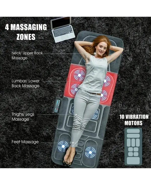SKONYON Foldable Massage Mat With Heat And 10 Vibration Motors