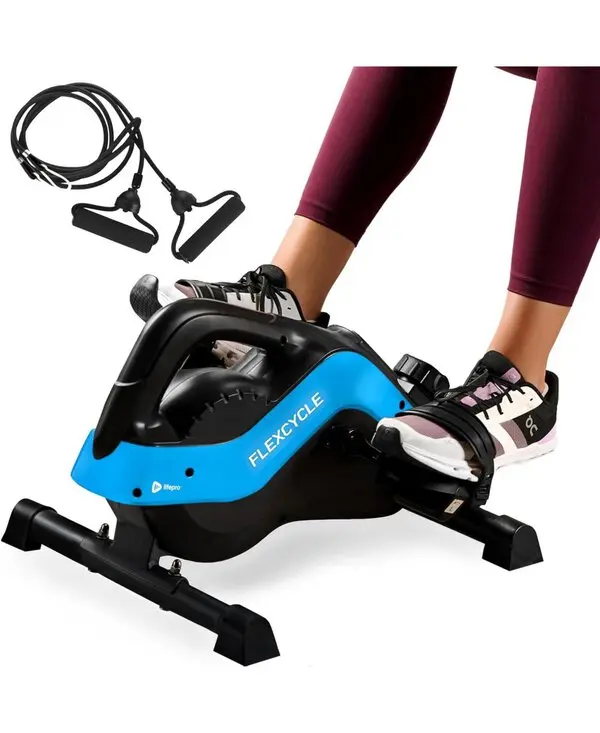 LIFEPRO Under Desk Bike Pedal Exerciser With Resistance Bands - Blue