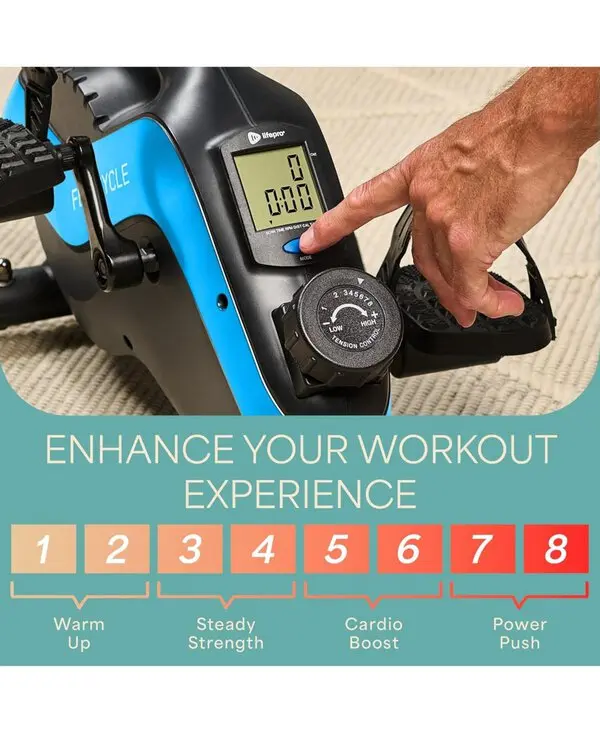 LIFEPRO Under Desk Bike Pedal Exerciser With Resistance Bands