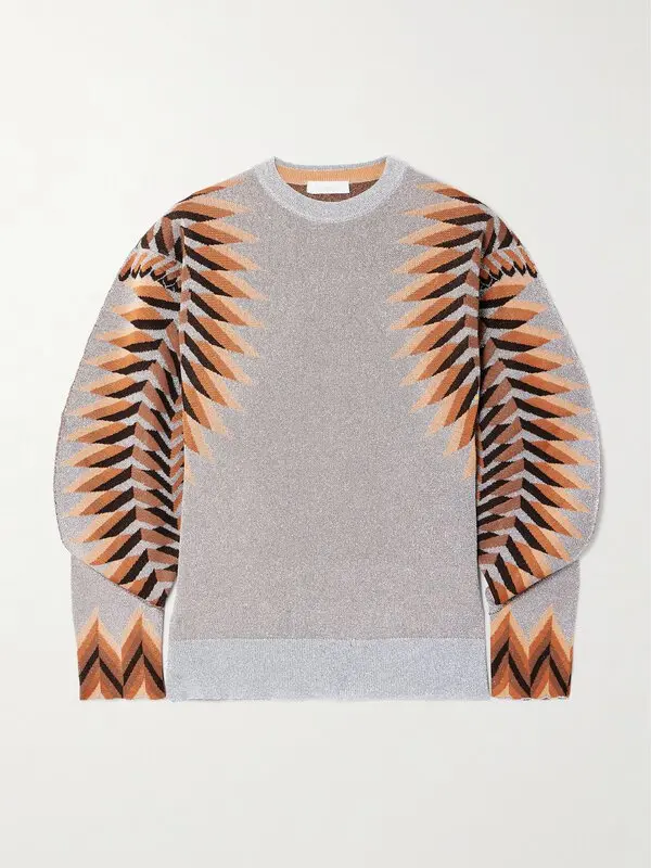 Rabanne Metallic Jacquard-knit Sweater - Silver