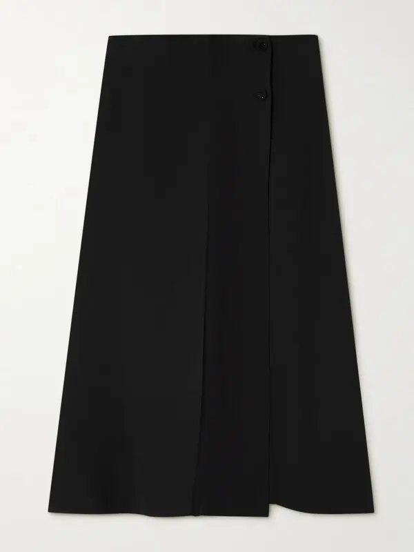 Loro Piana Alida Bead-embellished Pleated Wrap Skirt - Black
