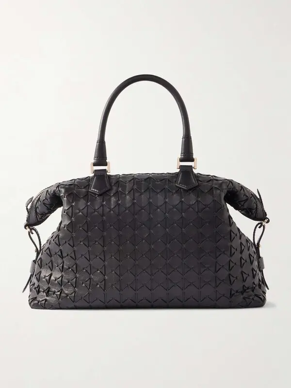 SERAPIAN Ani Woven Leather Tote - Black