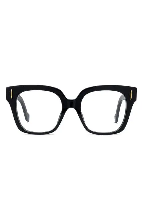 Loewe Anagram 51mm Square Eyeglasses - Shiny Black