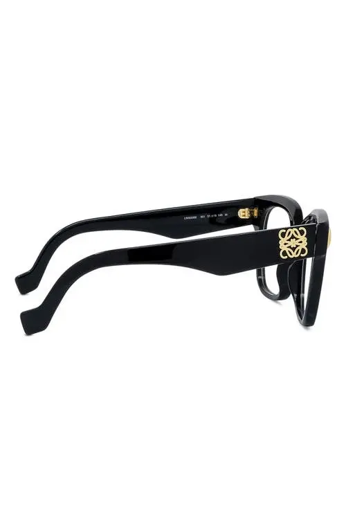 Loewe Anagram 51mm Square Eyeglasses - Shiny Black