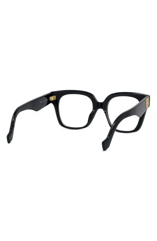 Loewe Anagram 51mm Square Eyeglasses - Shiny Black