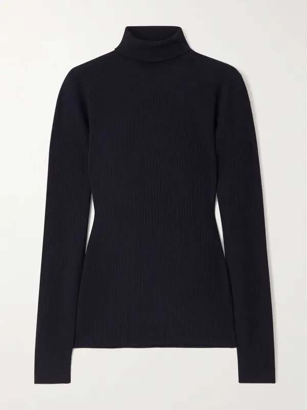 Loro Piana Taupo Ribbed-knit Wool Turtleneck Sweater