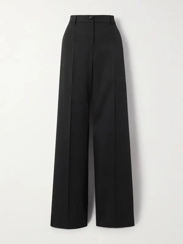 Dolce & Gabbana Wide-leg Wool-blend Trousers - Black
