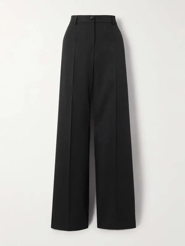 Dolce & Gabbana Wide-leg Wool-blend Trousers - Black