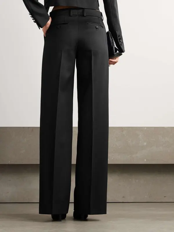 Dolce & Gabbana Wide-leg Wool-blend Trousers - Black