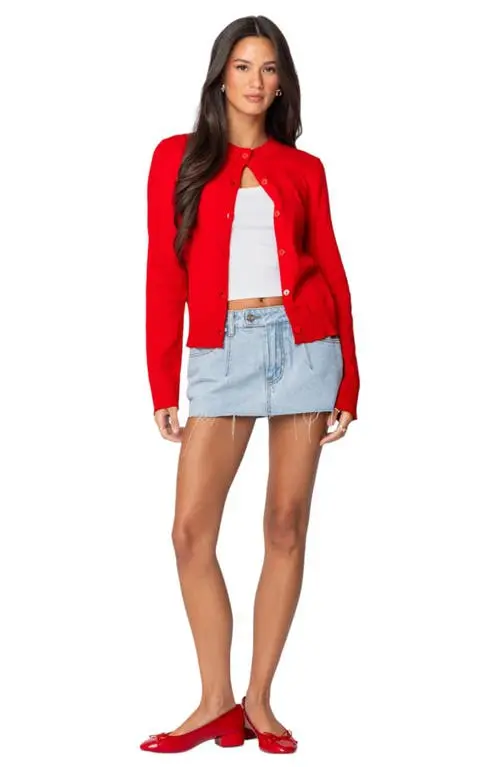 EDIKTED Clementine Low Rise Denim Skirt - Light-blue