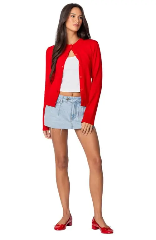 EDIKTED Clementine Low Rise Denim Skirt - Light-blue