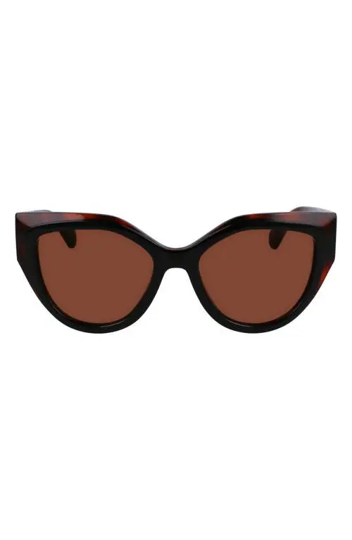 FERRAGAMO 53mm Cat Eye Sunglasses - Tortoise/black