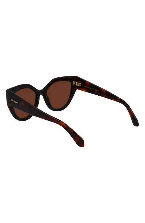 FERRAGAMO 53mm Cat Eye Sunglasses - Tortoise/black
